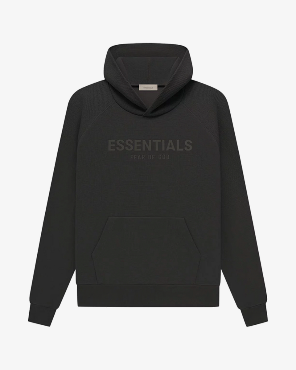 FOG ESSENTIALS SS23 SILICON OFF BLACK WAFFLE KNIT HOODIE – Secret ...