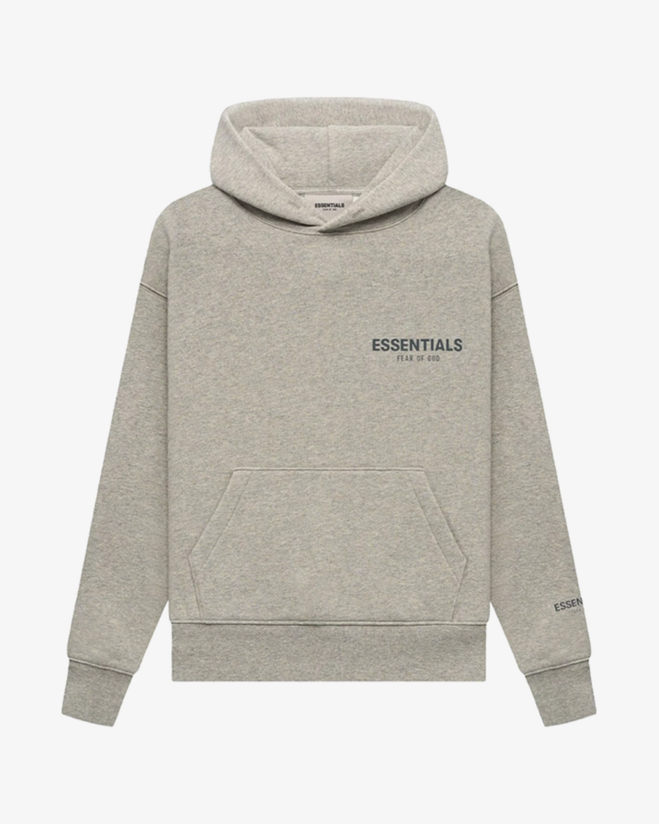 FOG ESSENTIALS FW21 CHEST REFLECTIVE LOGO HEATHER OATMEAL KIDS HOODIE ...
