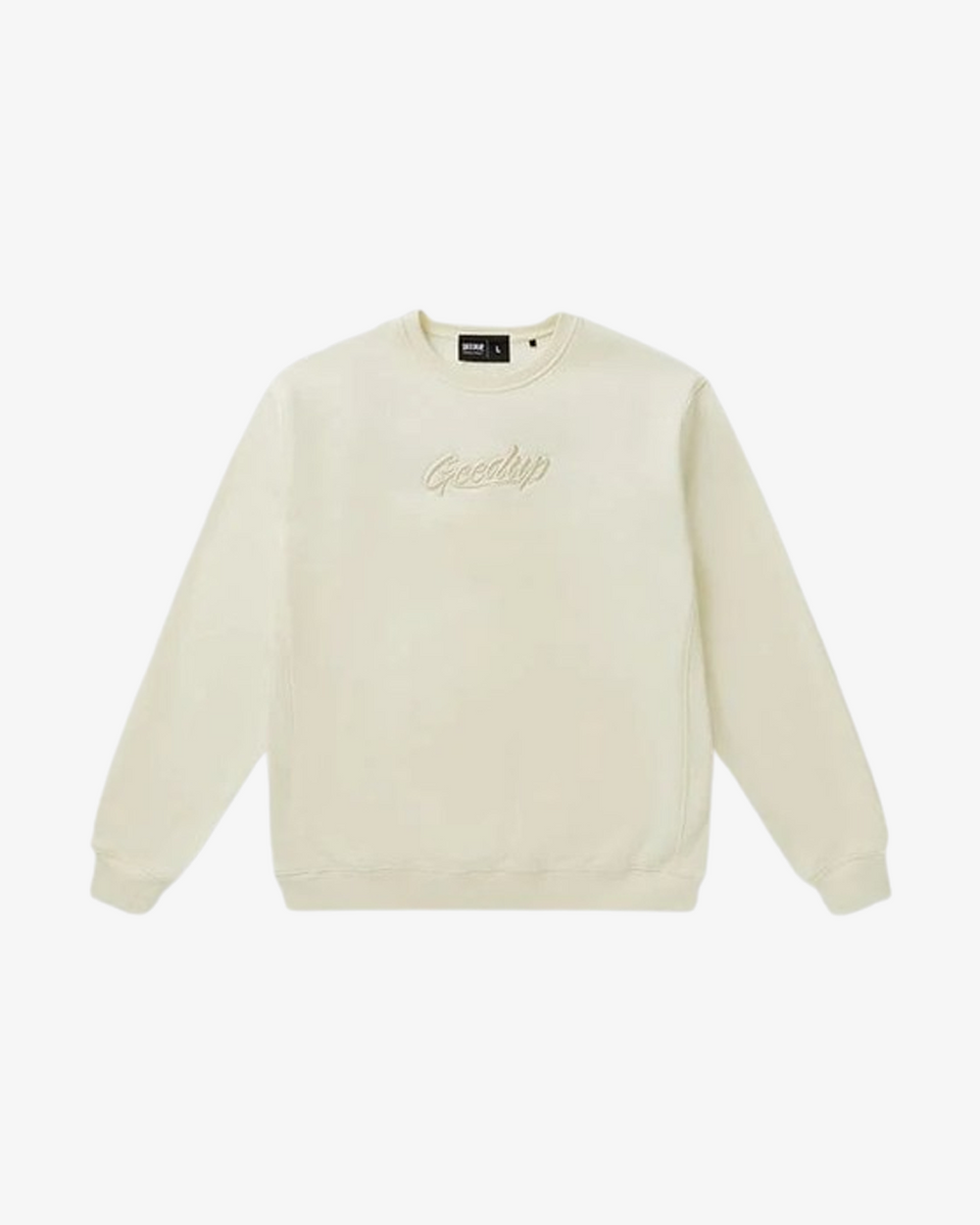 GEEDUP OS SCRIPT LOGO CREAM CREWNECK – Secret Sneaker Store Online