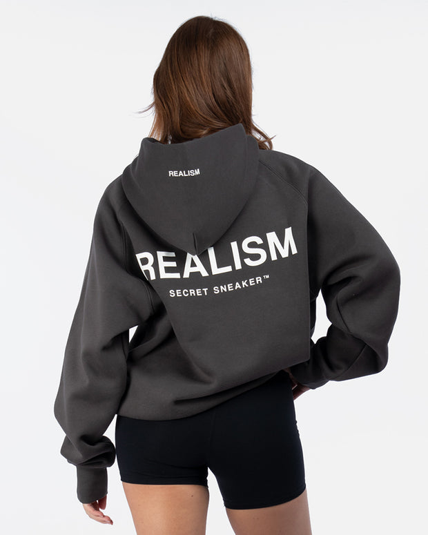 SSS REALISM BACK LOGO HOODIE ASPHALT – Secret Sneaker Store Online
